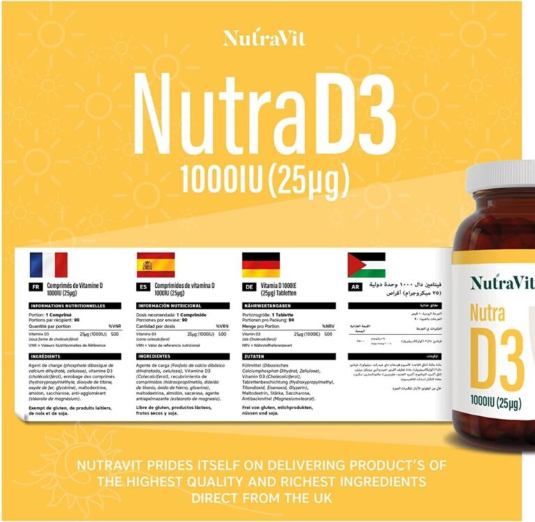 Vitamin D3 1000IU 90 Tablets - NutraVit